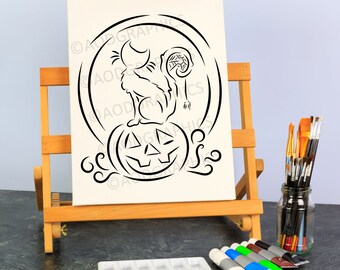 Evil Cat Face Stencil Halloween Scary Pumpkin Carving Reusable - Etsy