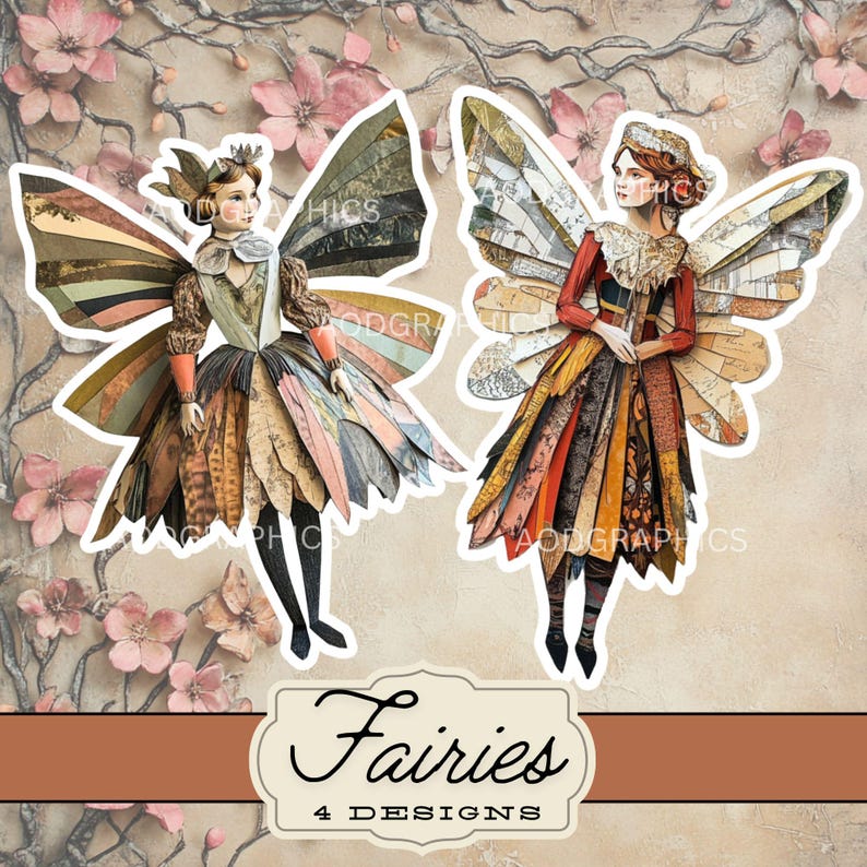 Fairy PAPER DOLL Printable Sheet for Journal & Scrap-booking, Set of 4 ...