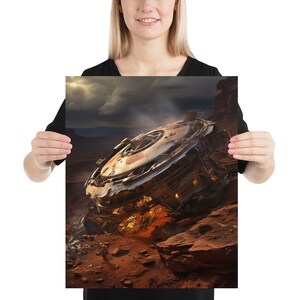 Alien Spaceship Crash Landing Poster - Etsy