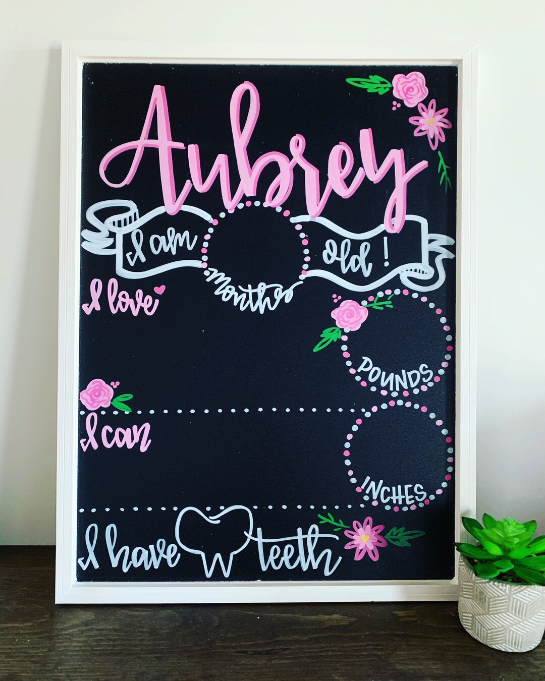 Baby Milestone Chalkboard Personalized Month by Month Photo Prop Month ...
