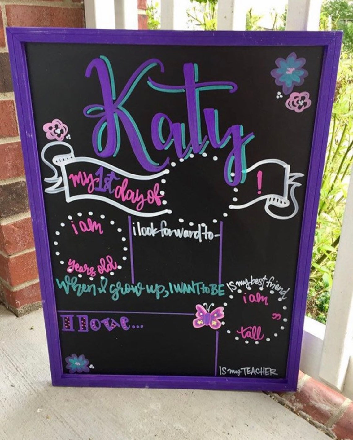 Reusable First Day of School Chalkboard Personalized First - Etsy