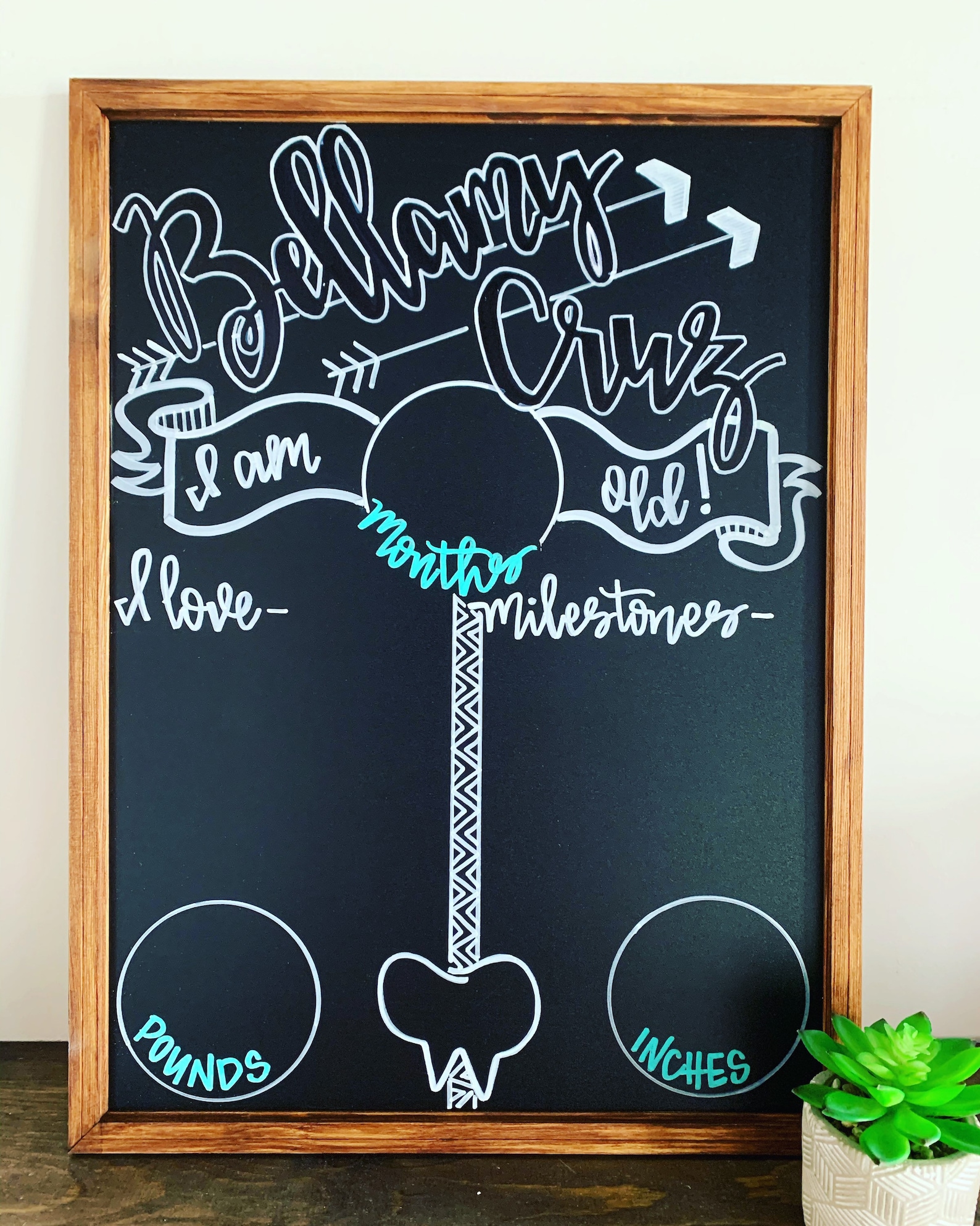 Baby Milestone Chalkboard Personalized Month by Month Photo - Etsy