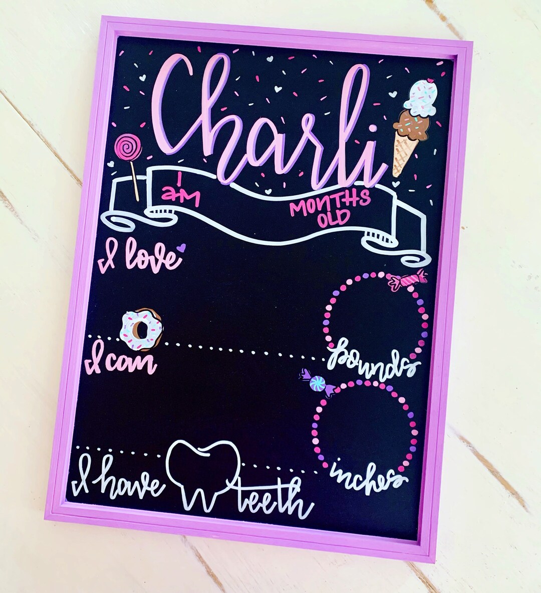 Baby Milestone Chalkboard Personalized Month by Month Photo - Etsy