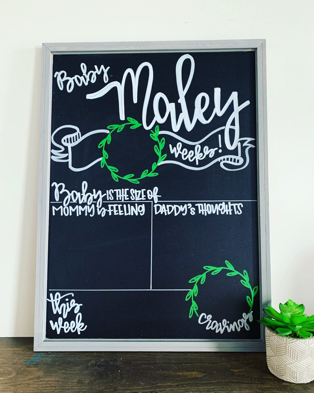 Weekly Pregnancy Tracker Reusable Pregnancy Chalkboard Week - Etsy