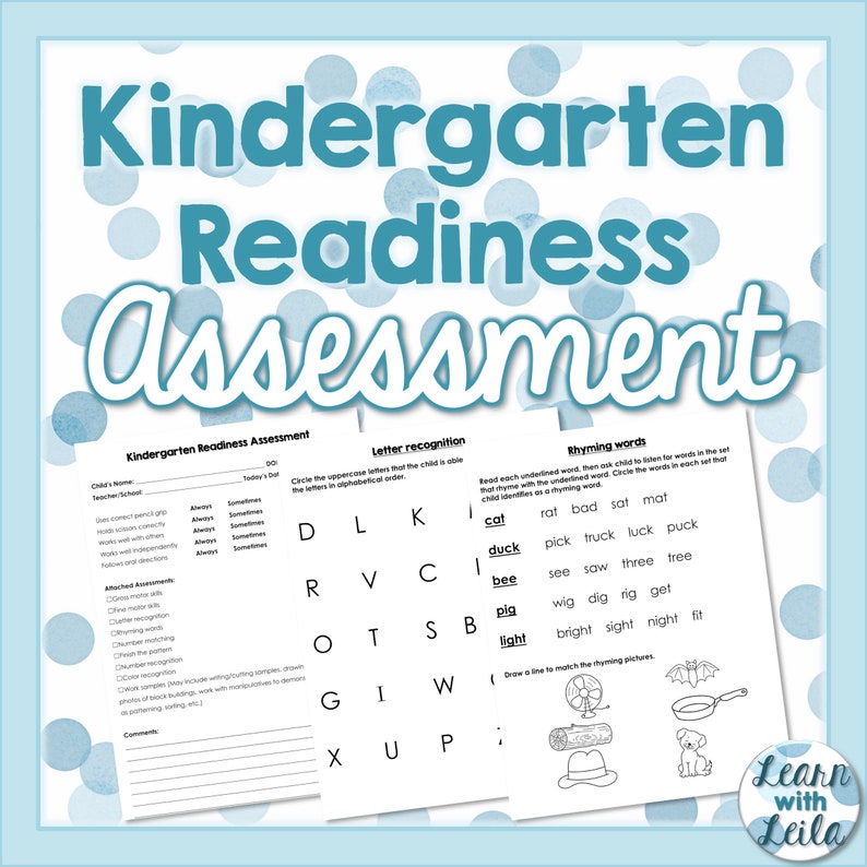 Kindergarten Readiness Assessment - Etsy