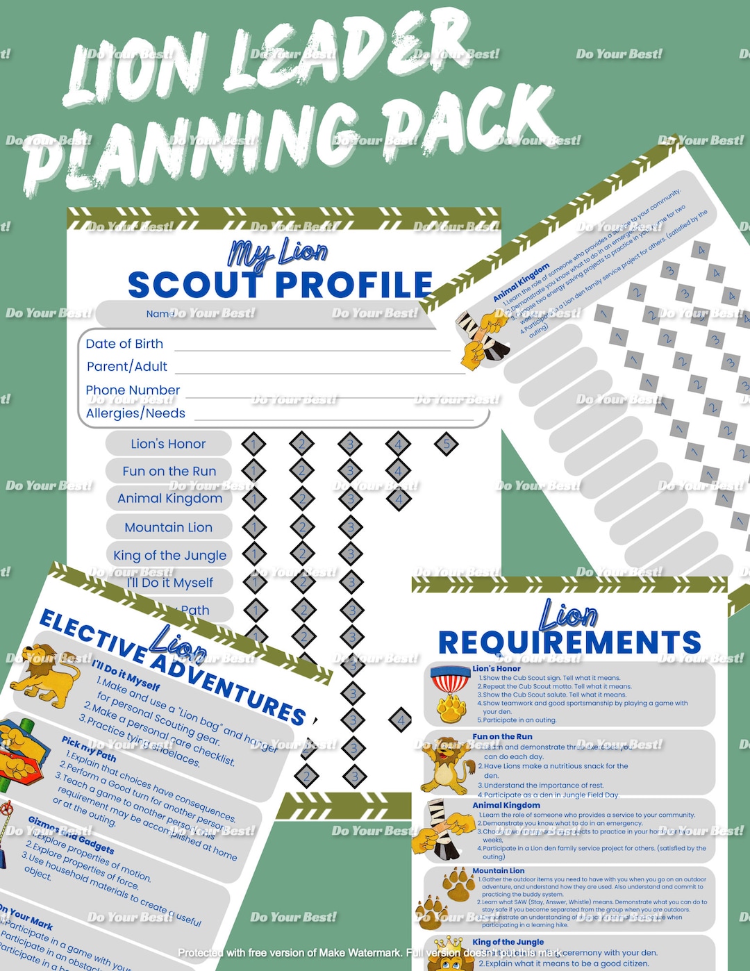 Lion Cub Scout Den Leader Printable - Etsy