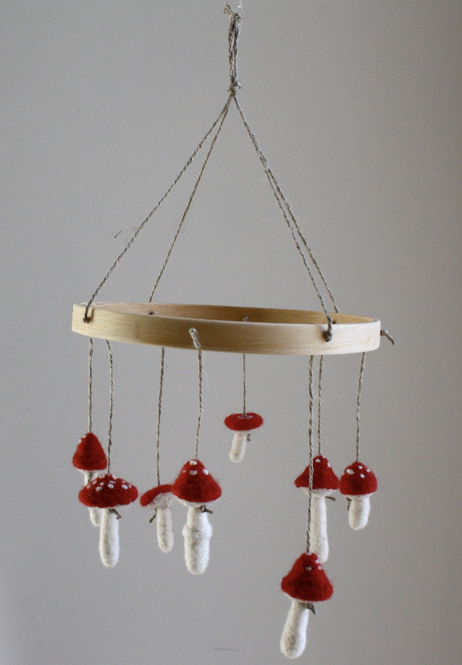 Red Mushroom Nursery Mobile, Needle Felted, Woodland, Waldorf, Baby ...