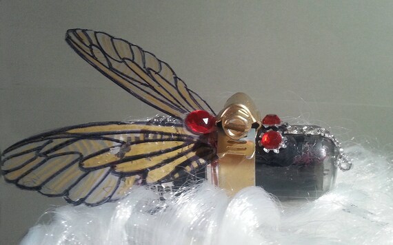 Oro & Rojo Joya Bug Steampunk Tubo de Vacío Fascinator | Etsy