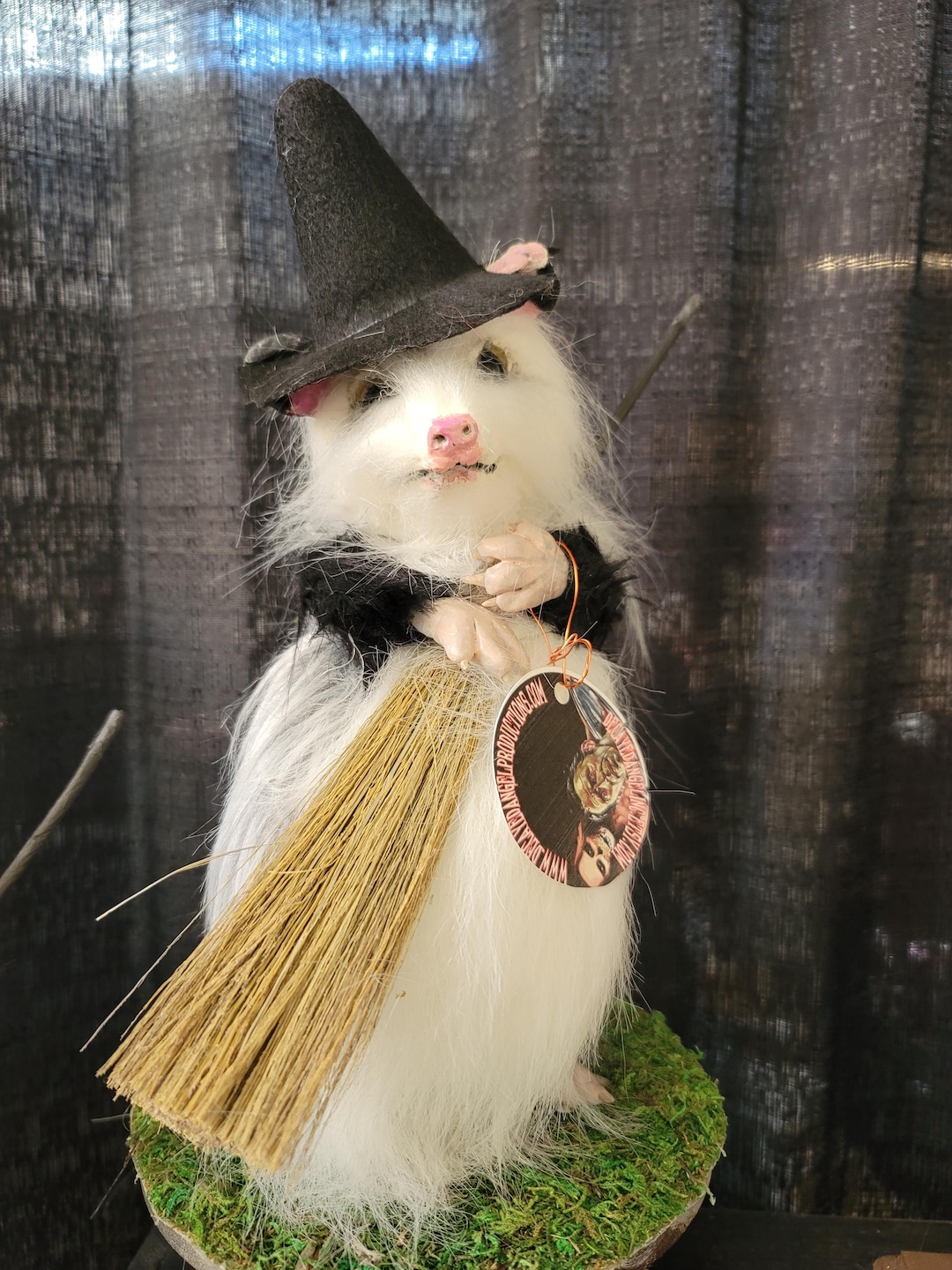 Posable Possum With Witch Hat and Broom - Etsy