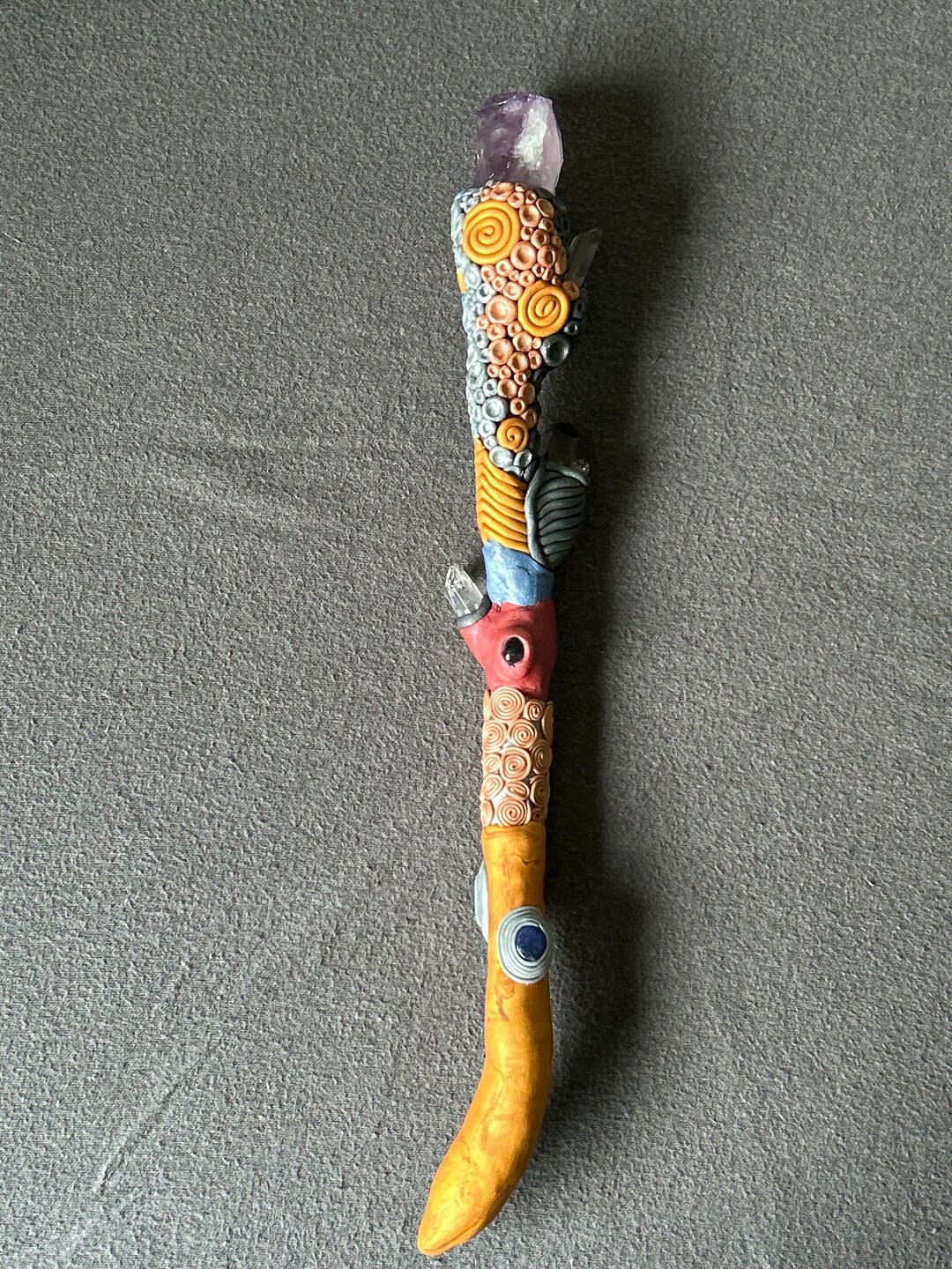 Polymer Clay Amethyst, Clear Quartz and Smokey Quartz Wand. - Etsy