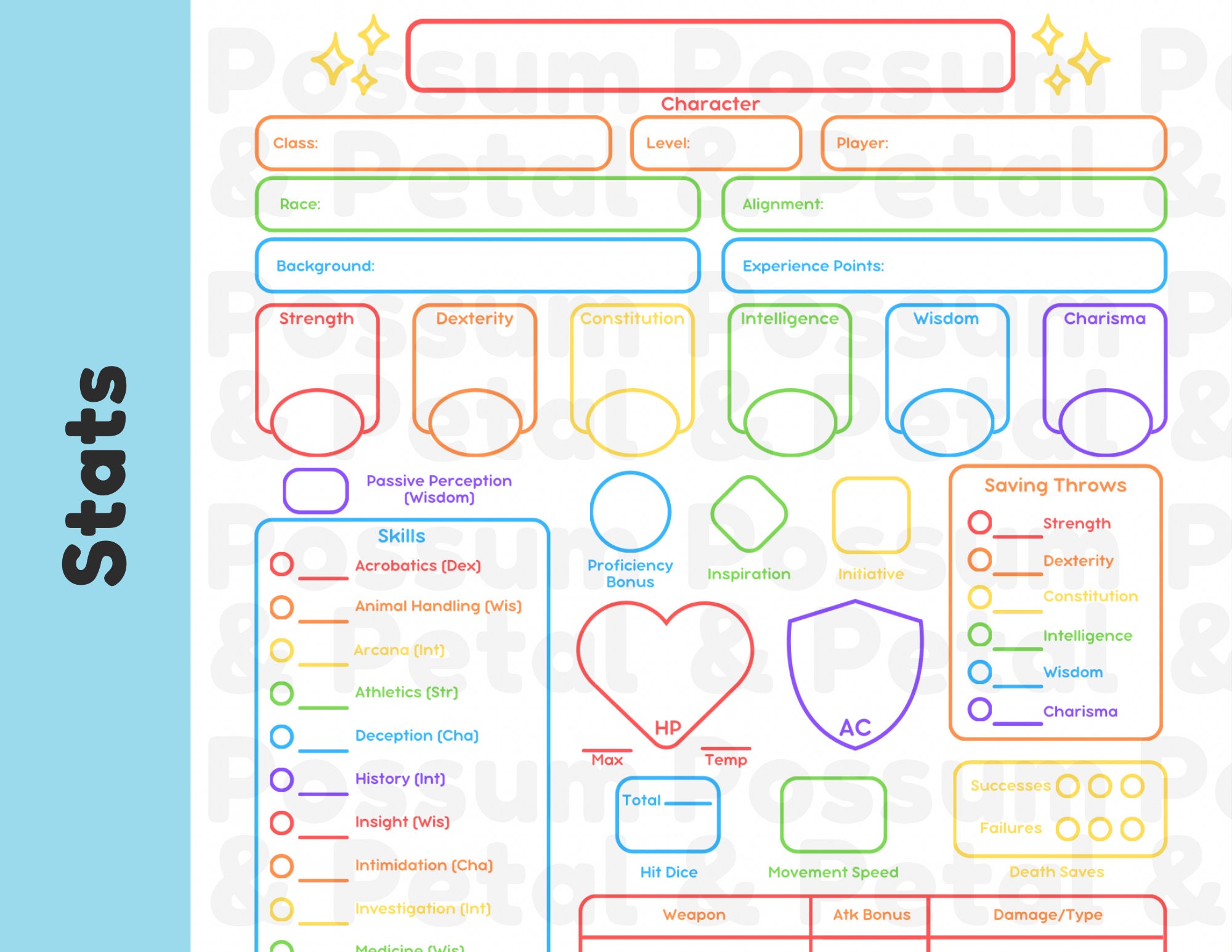 D&D 5e Character Sheet Bundle Pride Edition rainbow Digital Download - Etsy