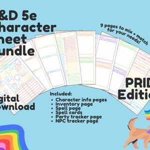 D&D 5e Character Sheet Bundle Pride Edition rainbow Digital Download - Etsy