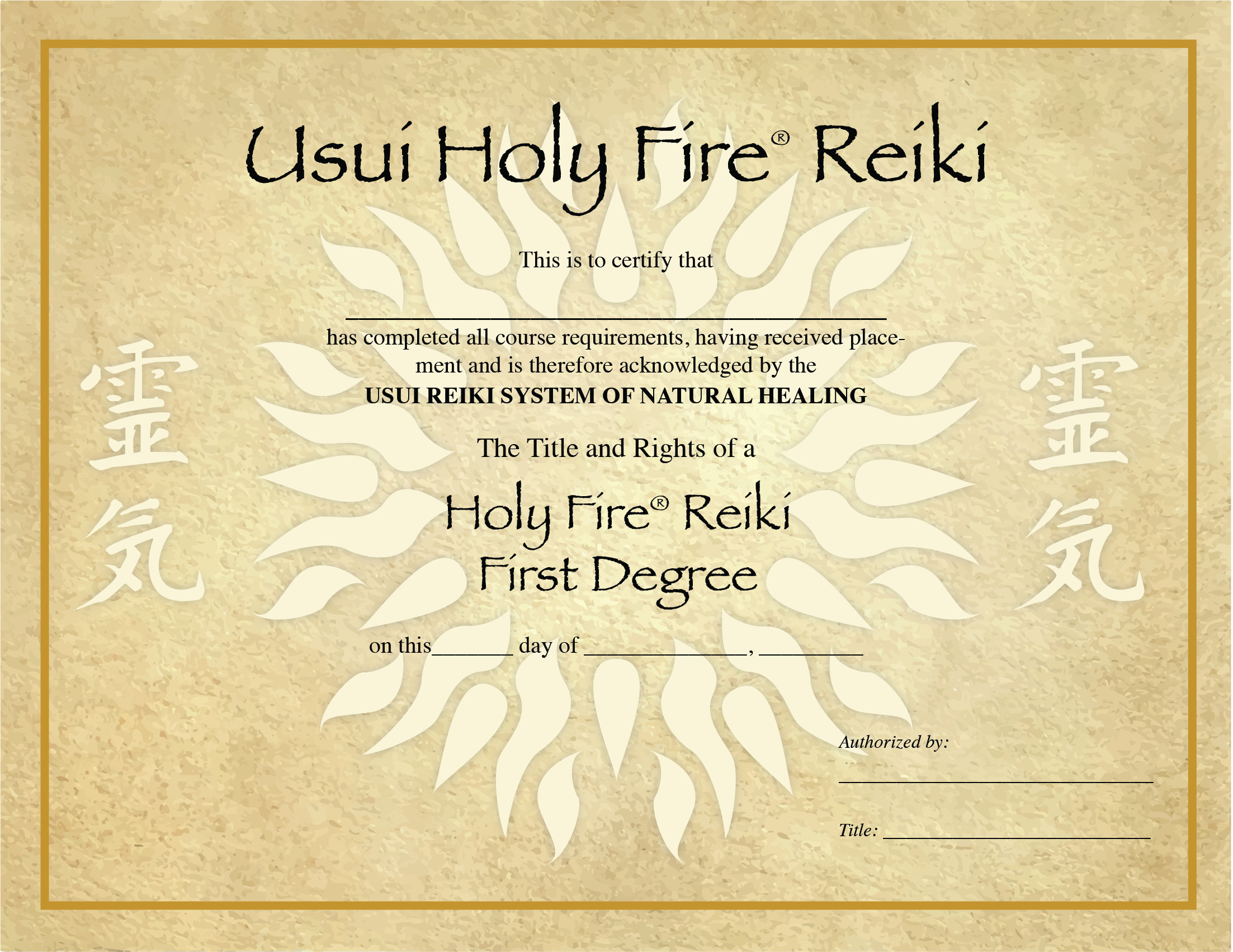 Reiki Certificate Template