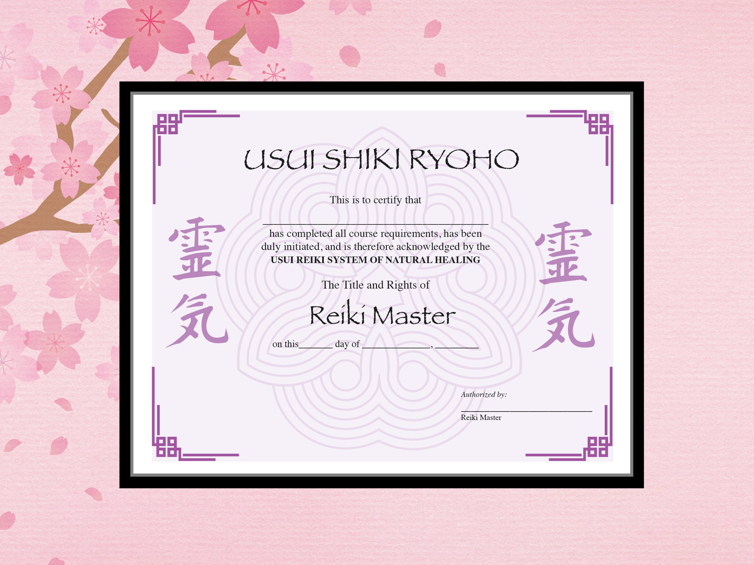 Reiki Certificate Template Free