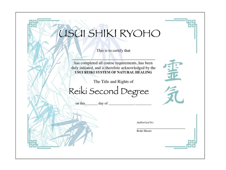 2 Usui Reiki II Certificate Templates - Etsy UK