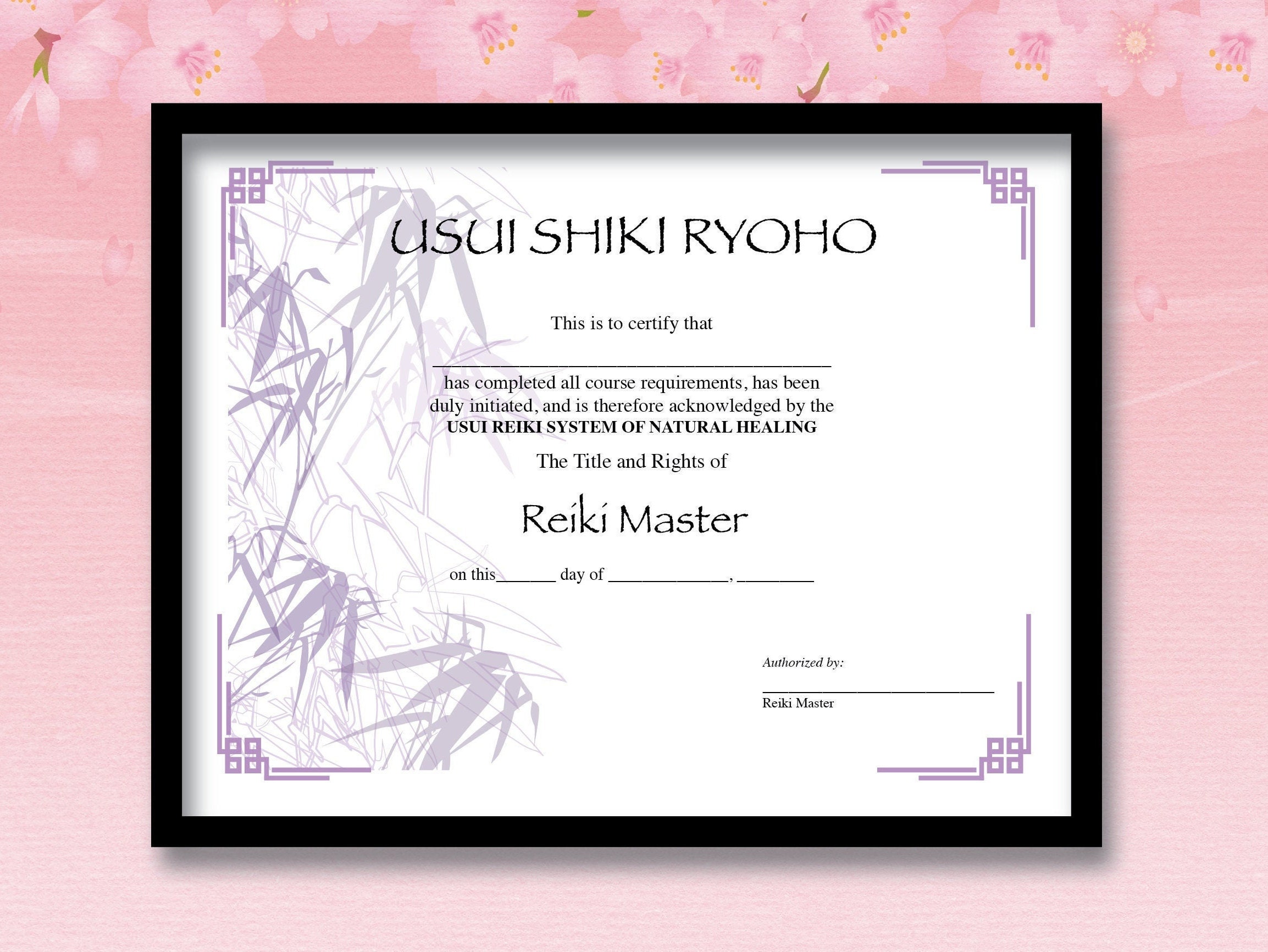 Reiki Master Certificates Templates Printable