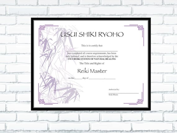 Reiki Master Certificates Templates Printable
