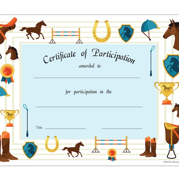 Printable Equestrian Certificate Templates - Etsy