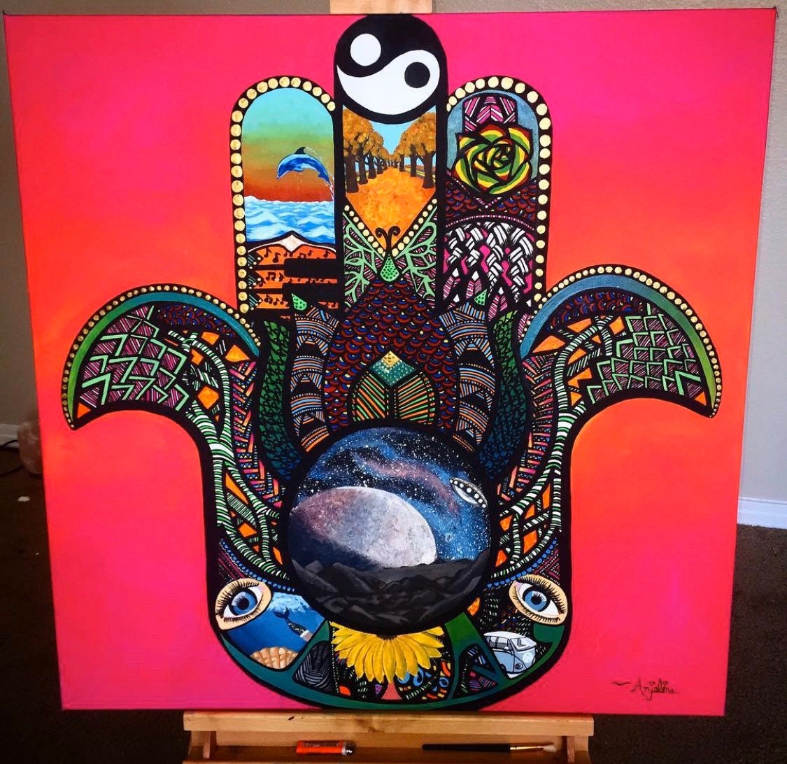 Psychedelic Hamsa Hand Original - Etsy España