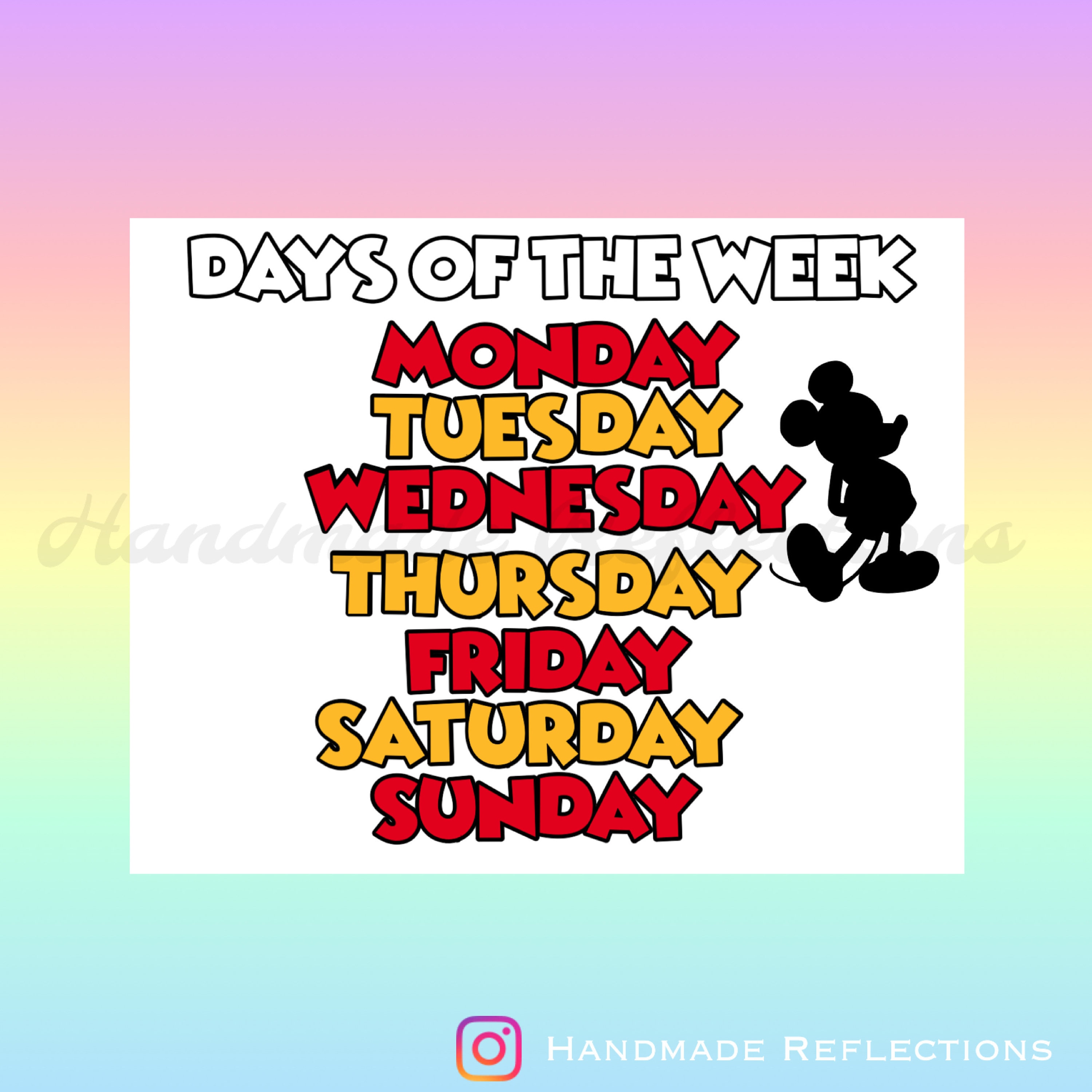 Mickey Mouse Inspired WEEKDAYS Bulletin Board / Back to School/ Magical ...