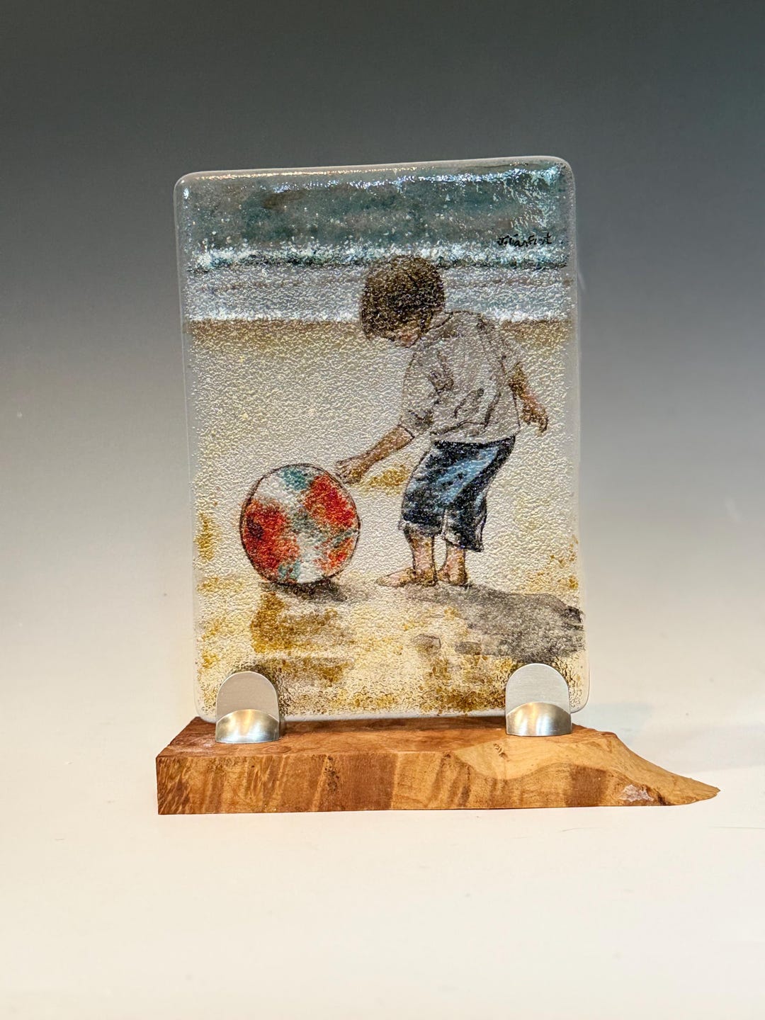 Glass Art, Handmade Wood Stand, Signed by Artist - Etsy