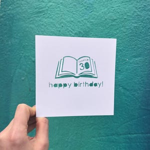 Book Birthday Card, Book Theme Gifts, Chapter 30, Custom Birthday Card ...