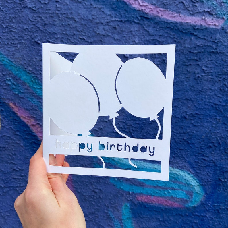 Birthday Balloons Card Happy Birthday Hand Cut Card - Etsy
