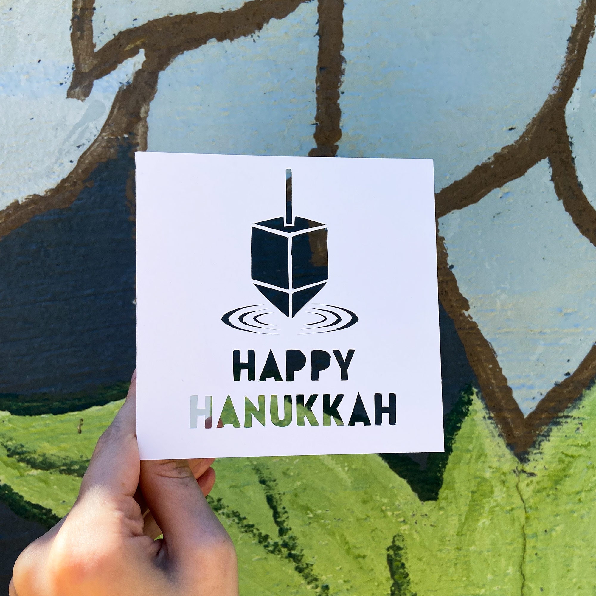 Hand Cut Happy Hanukkah Dreidel Card - Etsy