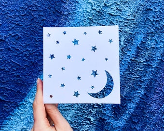 Stars and Moon Birthday Card - Etsy