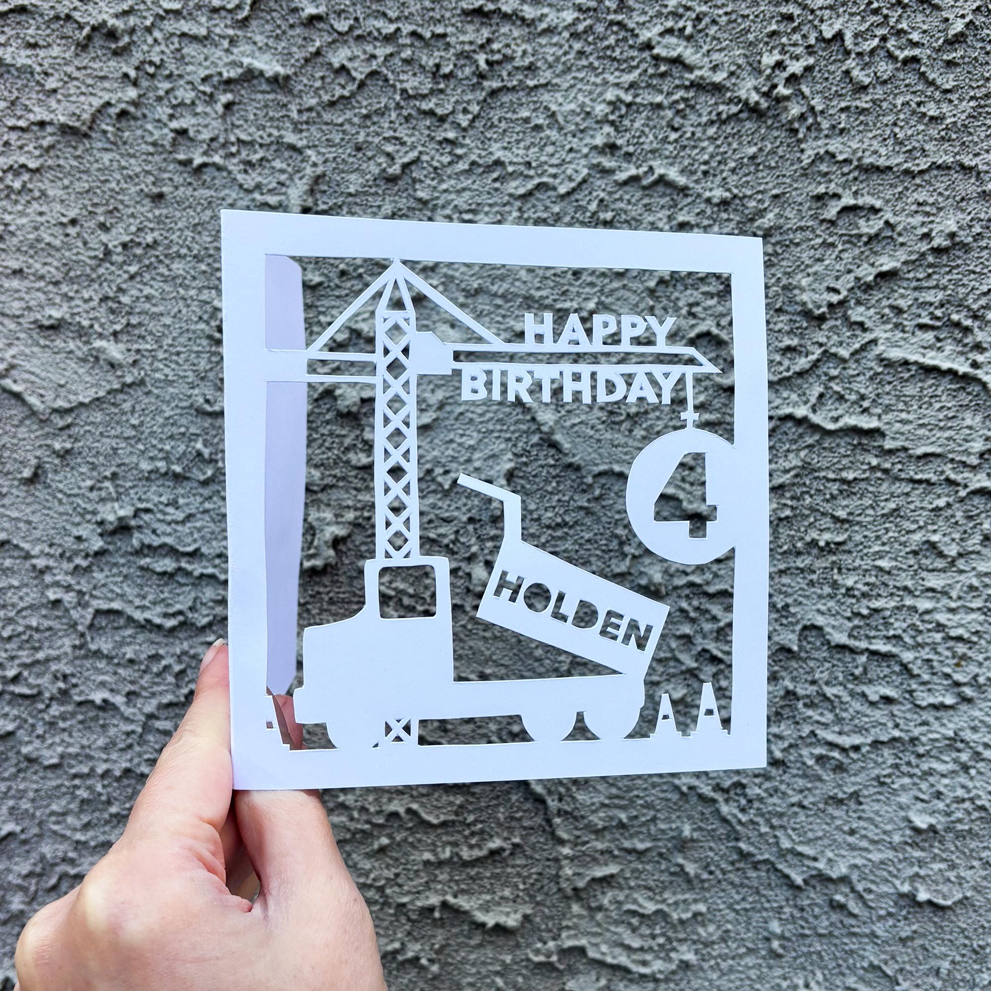Personalized Birthday Card for Boy, Construction Birthday Gift, Kid ...