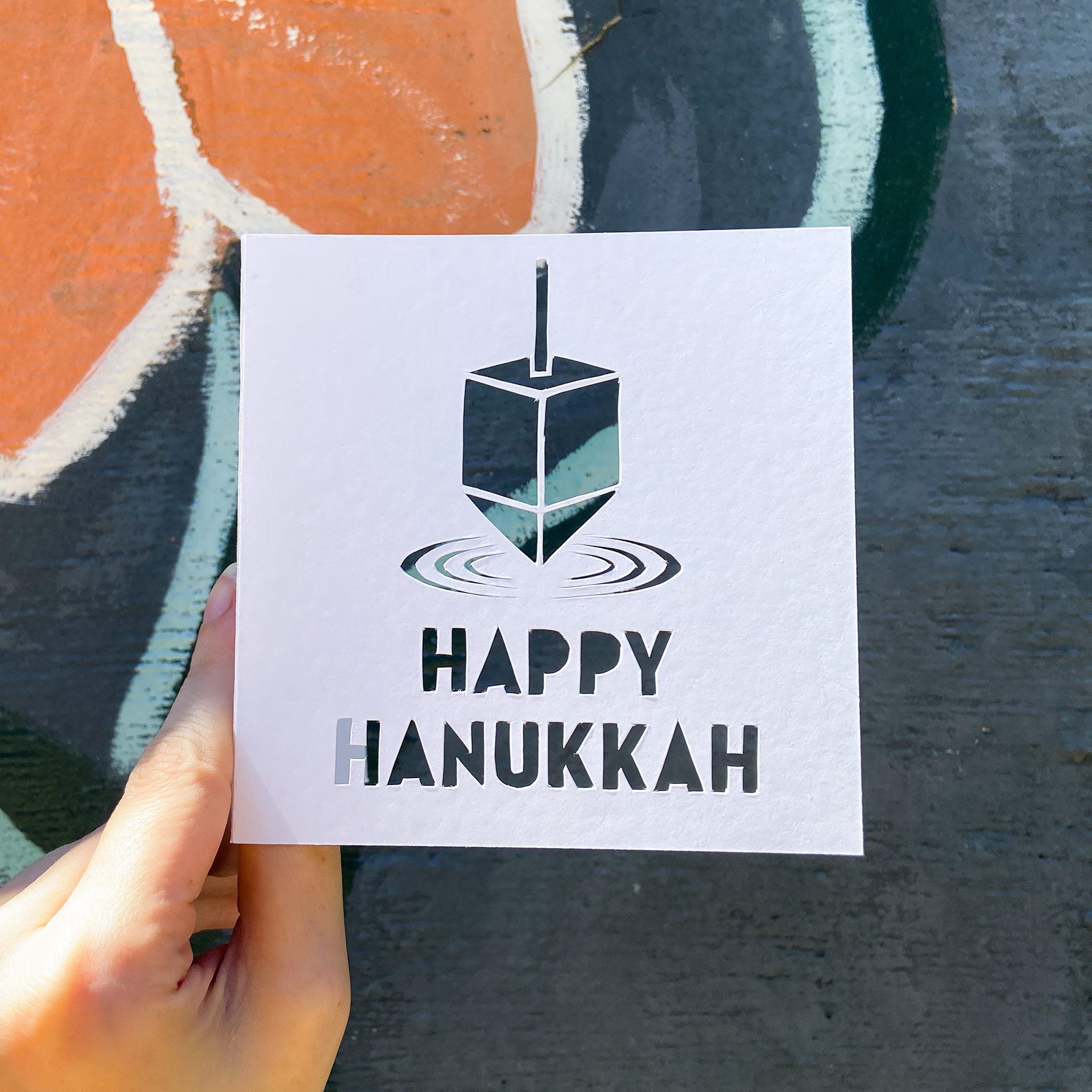 Hand Cut Happy Hanukkah Dreidel Card - Etsy
