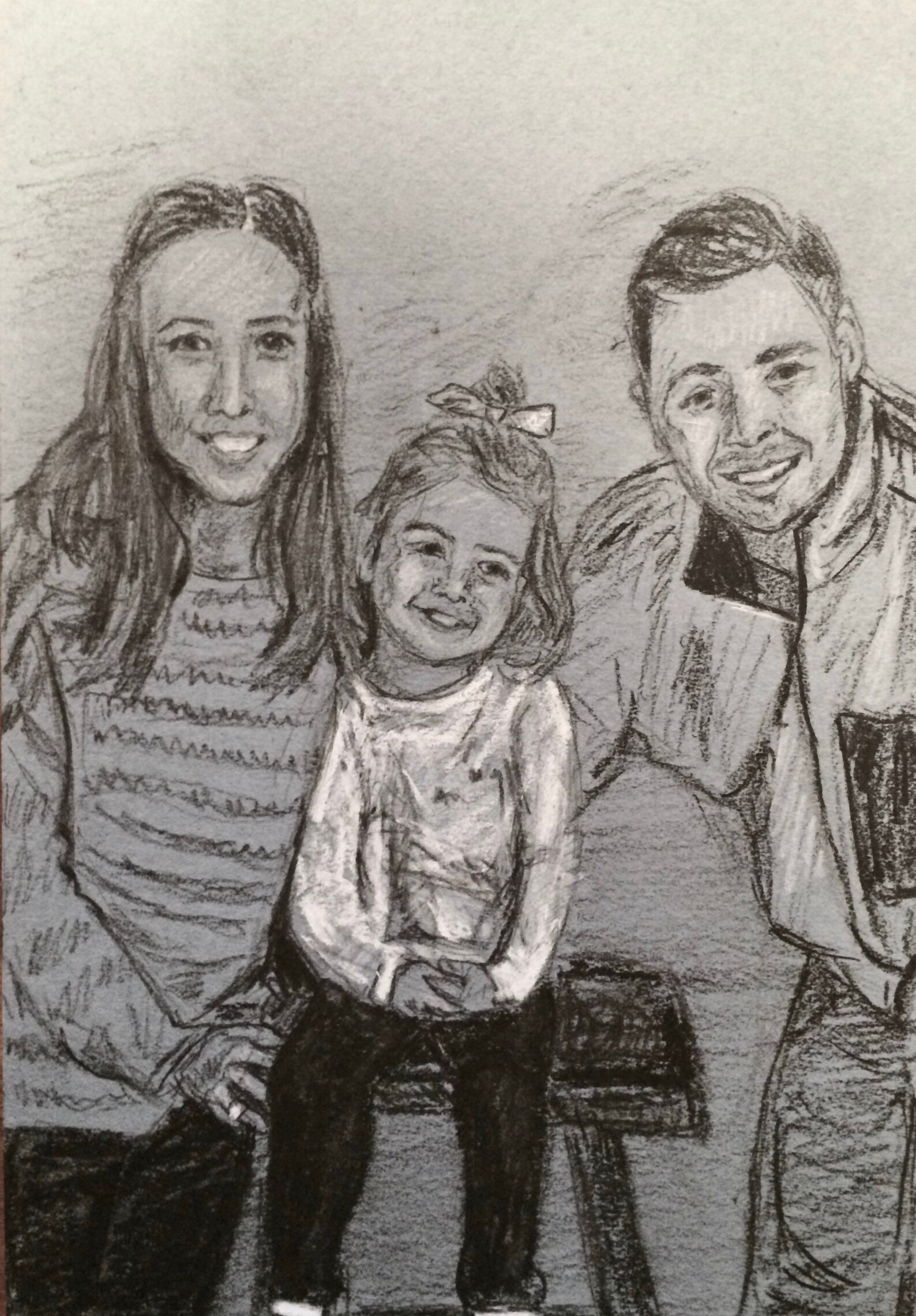 Small Three Person Portrait - Custom - Etsy
