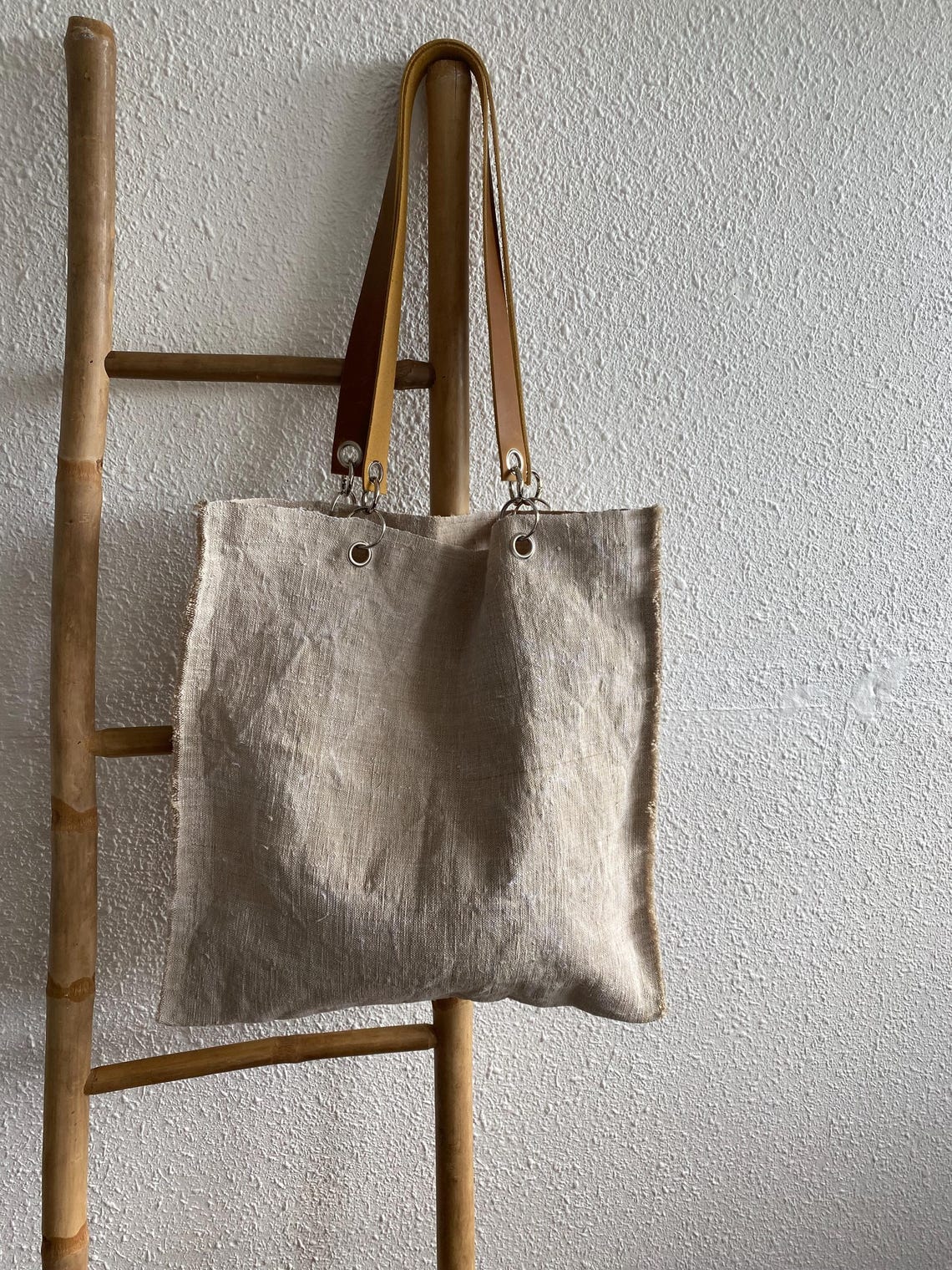 Handmade Handbag, Rustic Linen Fabric - Etsy