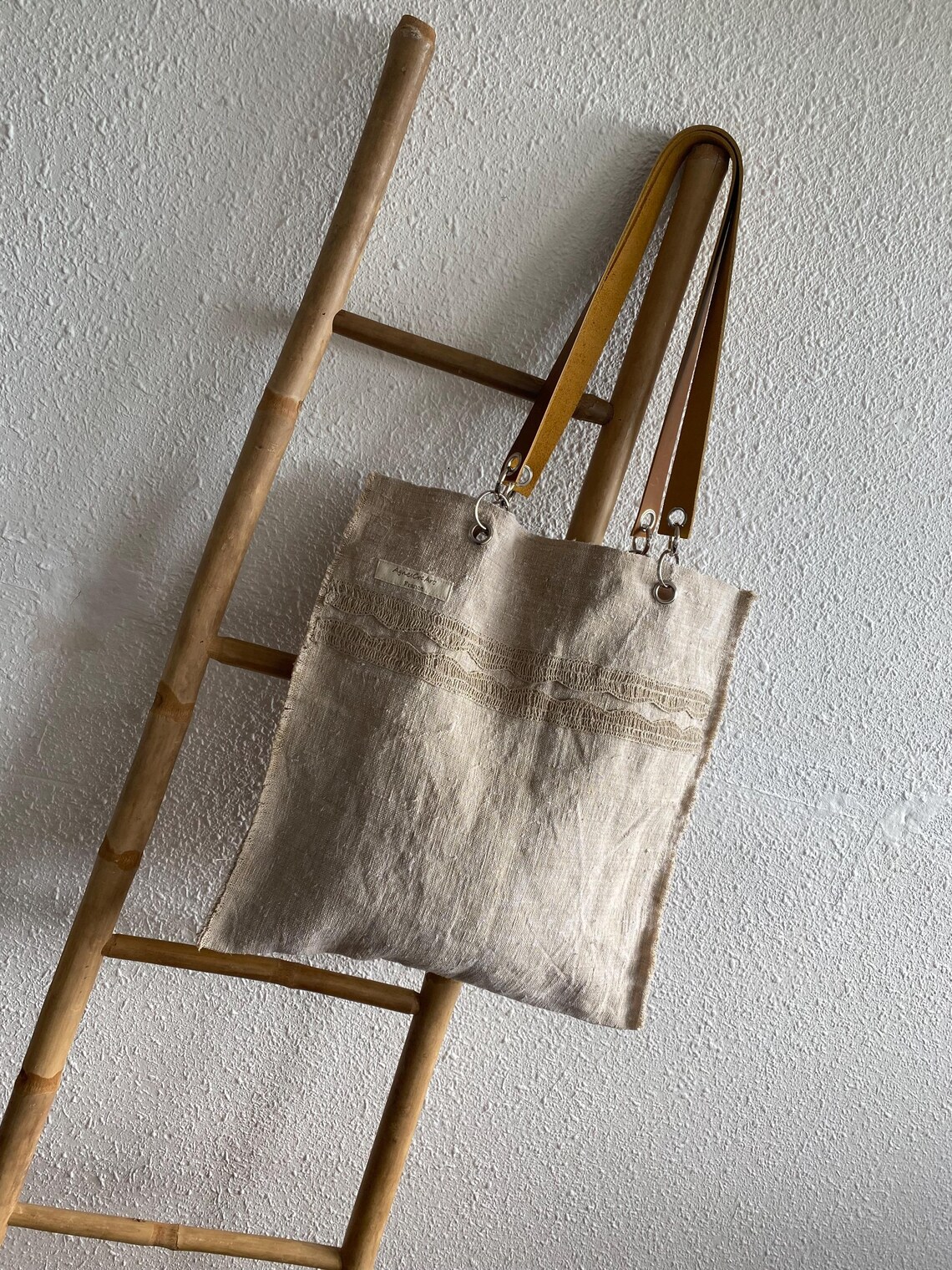 Handmade Handbag, Rustic Linen Fabric - Etsy