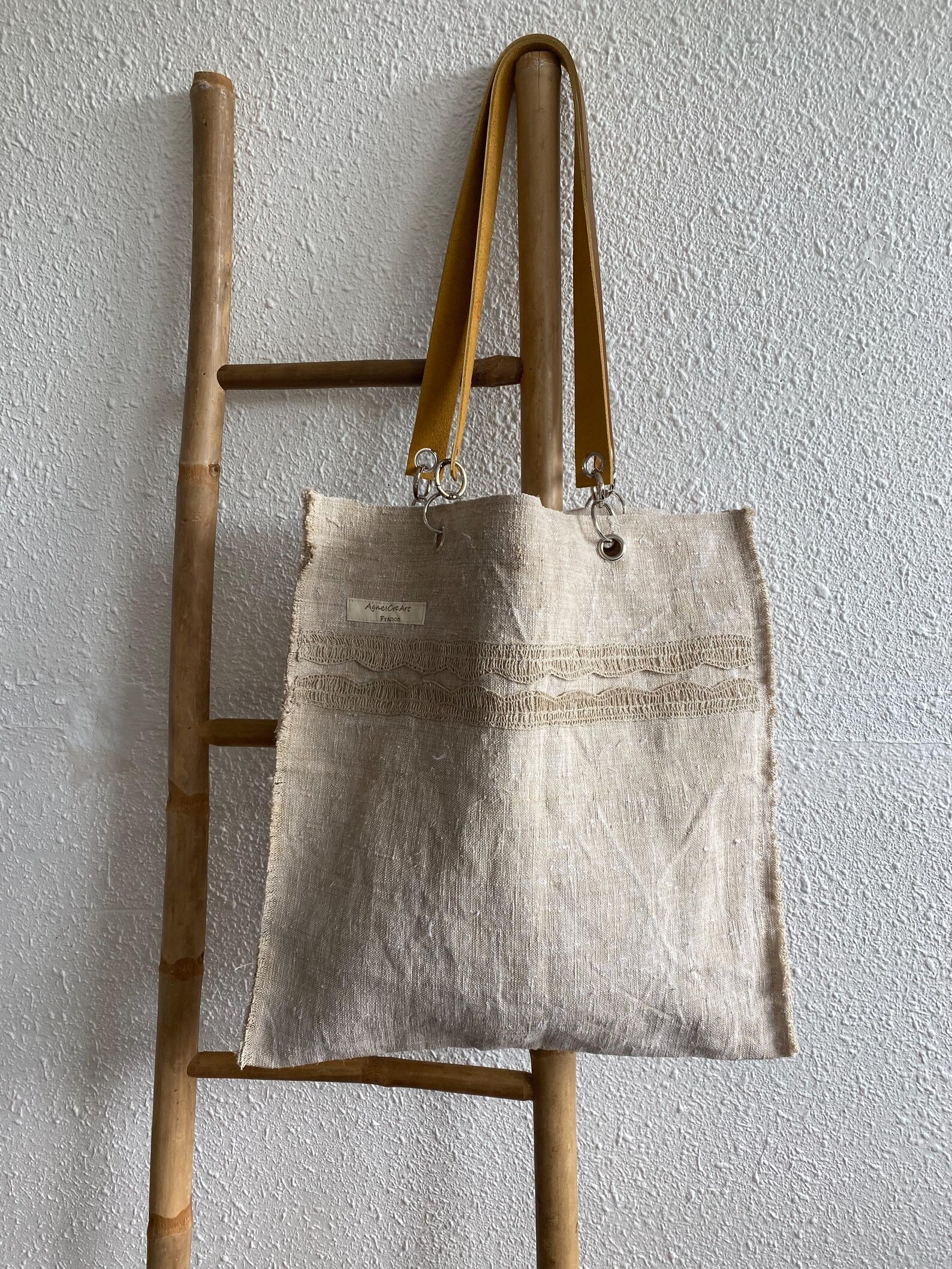 Handmade Handbag, Rustic Linen Fabric - Etsy