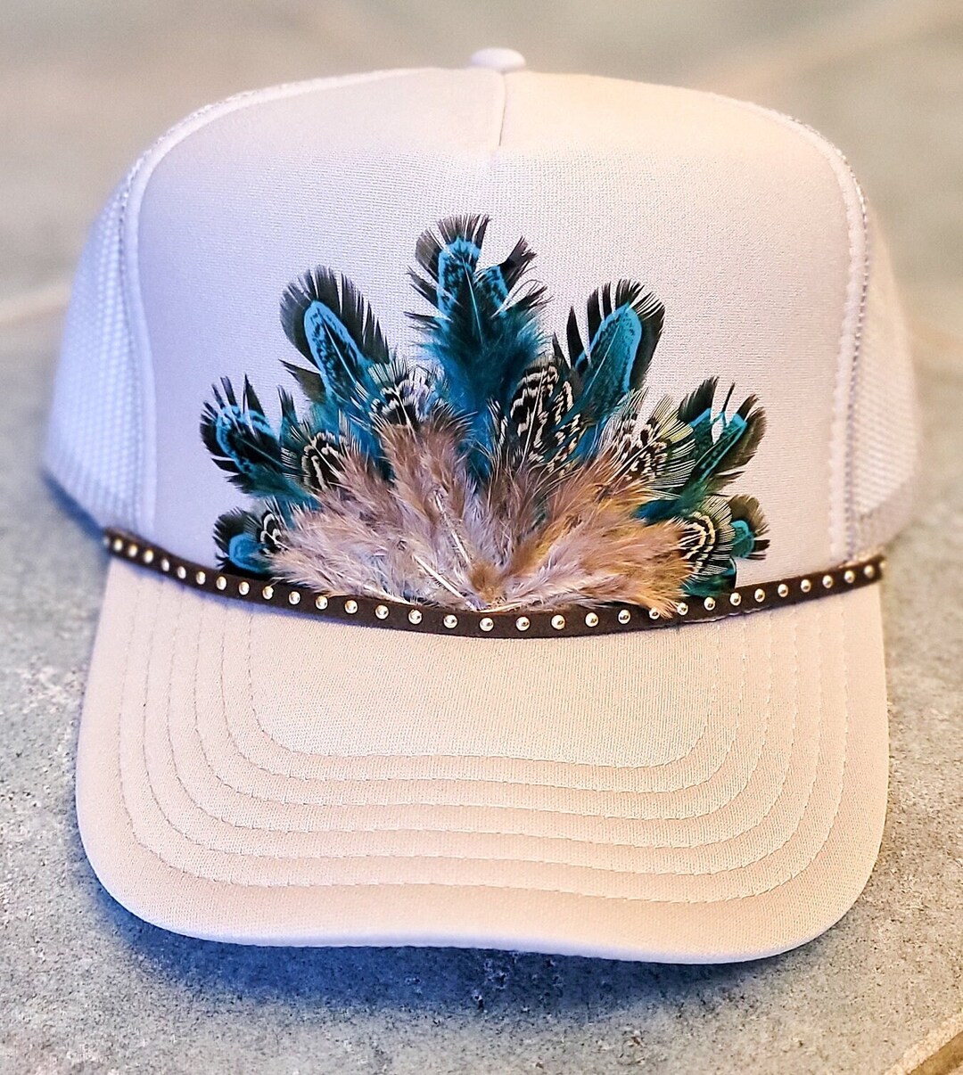Winged Gypsy Feathered Trucker Hat Boho Trucker Hat Nashville Cowboy ...