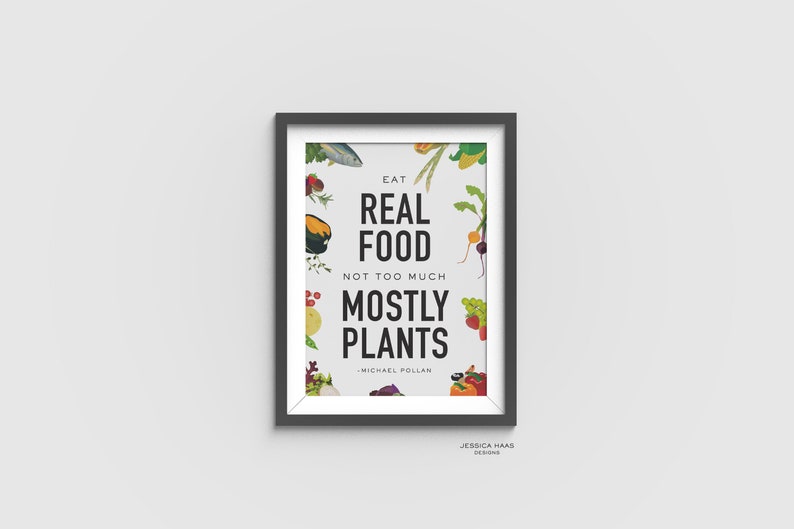 Eat Real Food Print: Michael Pollan Quote, Kitchen Art (giclée) - Etsy