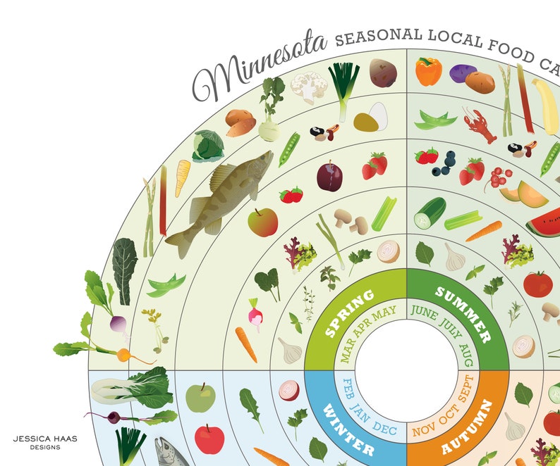 Minnesota Seasonal Food Guide Print – Local Produce Chart (digital ...
