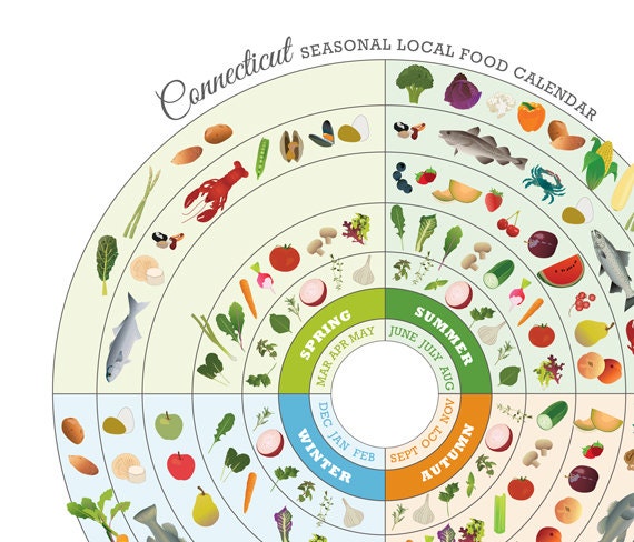 Connecticut Local Food Seasonal Guide Print - Etsy