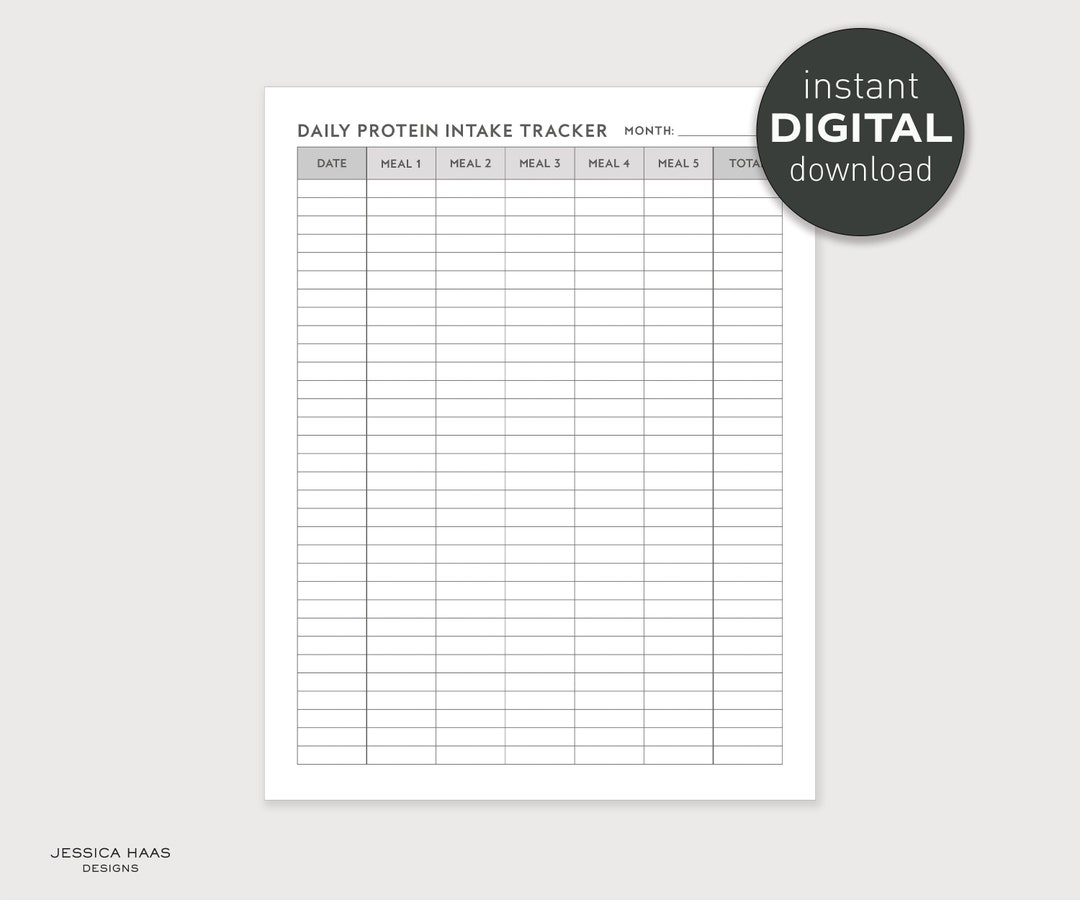 Daily Protein Intake Tracker - PRINTABLE Instant Download, Keto Diet ...