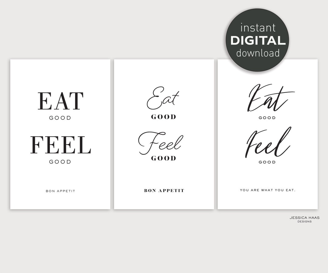 Eat Good Feel Good PRINTABLE Digital Download Wall Print, Kitchen Art ...