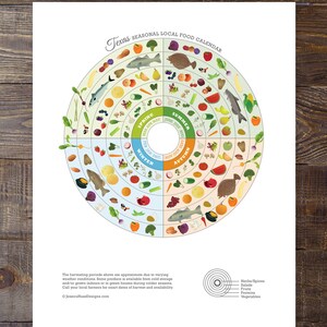 Texas Seasonal Food Guide Print, Kitchen Art Nutrition Poster - Etsy