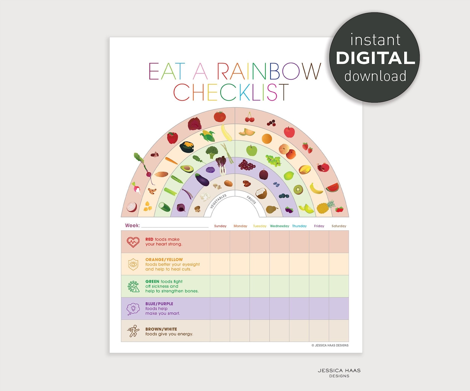 Eat A Rainbow Checklist Instant Digital Download - Etsy