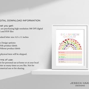 Eat A Rainbow Checklist - Instant Digital Download, Nutritional Food ...