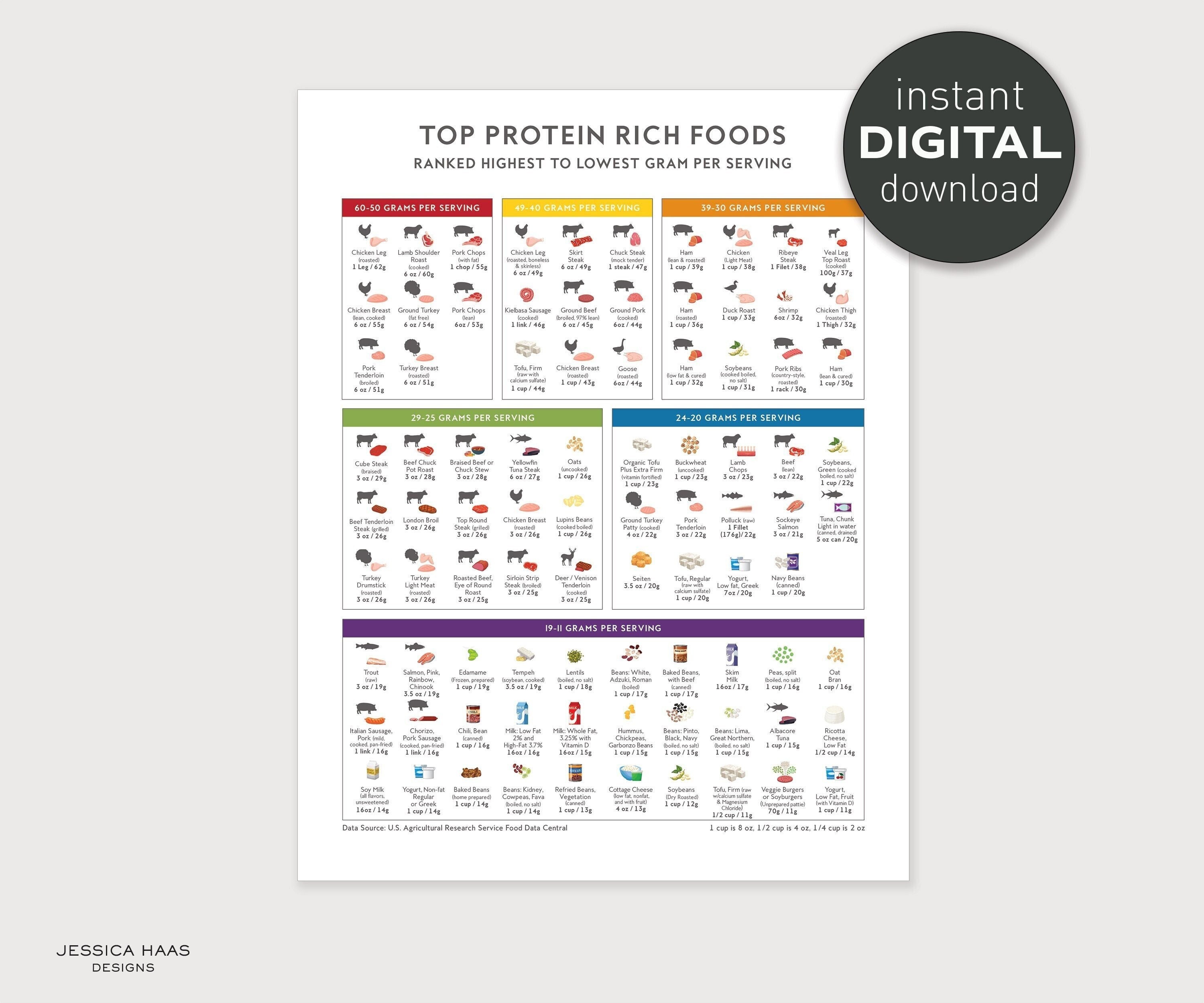 Protein Chart Food Protein Chart Printable Nutrition Daily Protein
