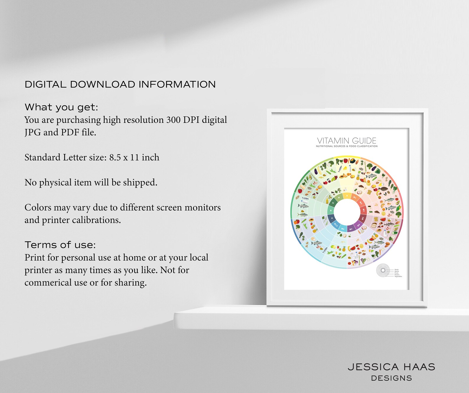 Vitamin Food Chart PRINTABLE Digital Download, Healthy Eating Vitamin ...