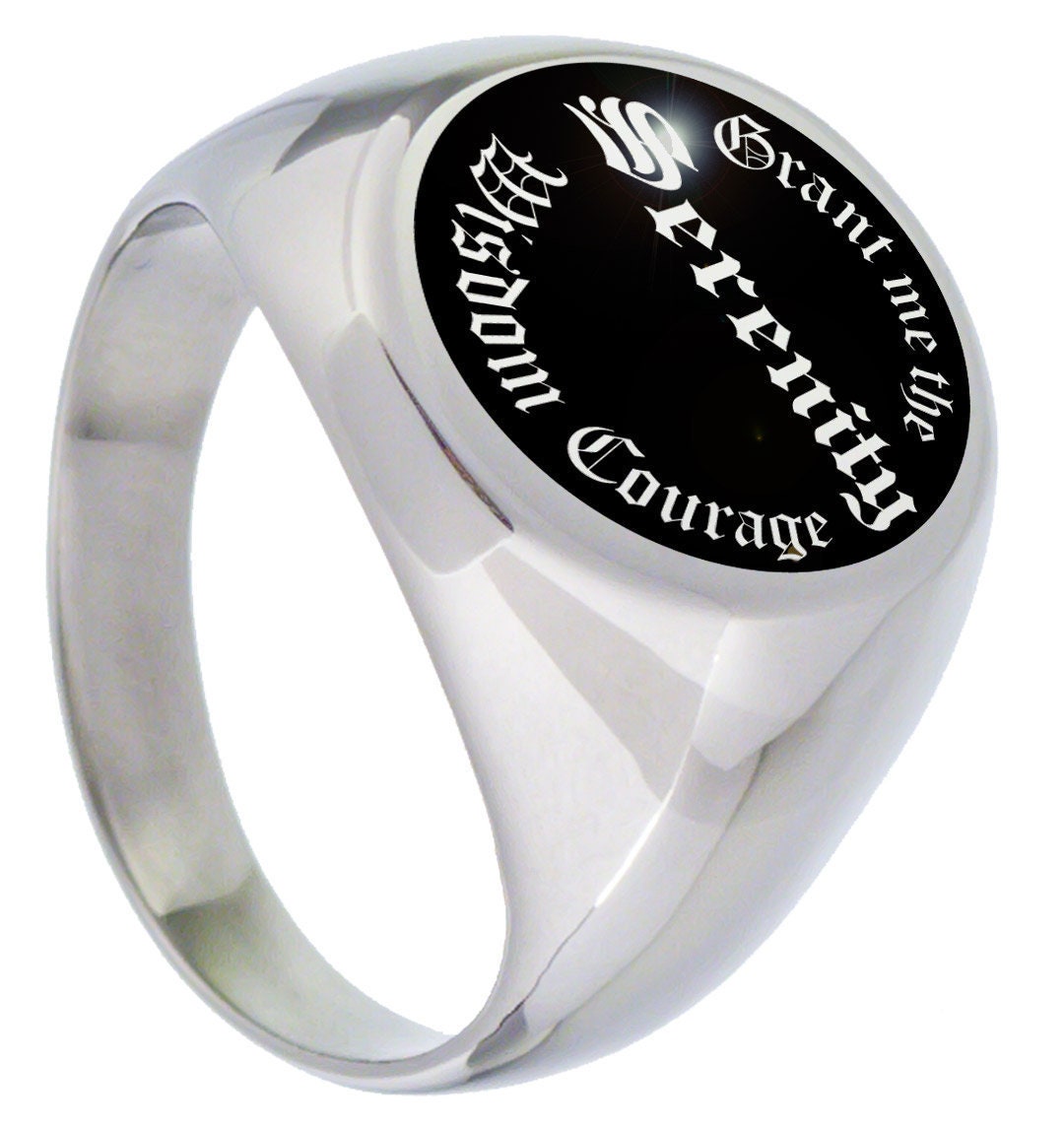 Serenity Prayer Signet Ring Men, AA Alcoholics Anonymous, NA Narcotics ...