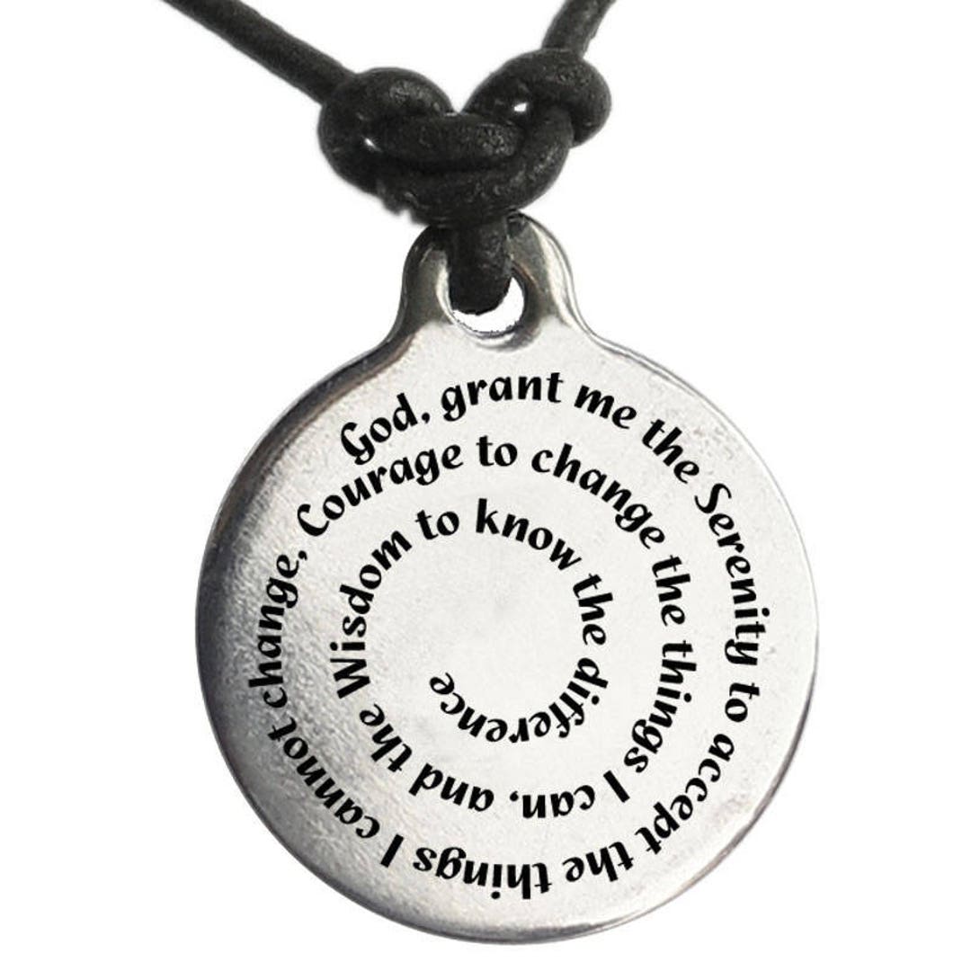 Serenity Prayer Medallion Necklace: AA NA Sobriety Gift - Etsy