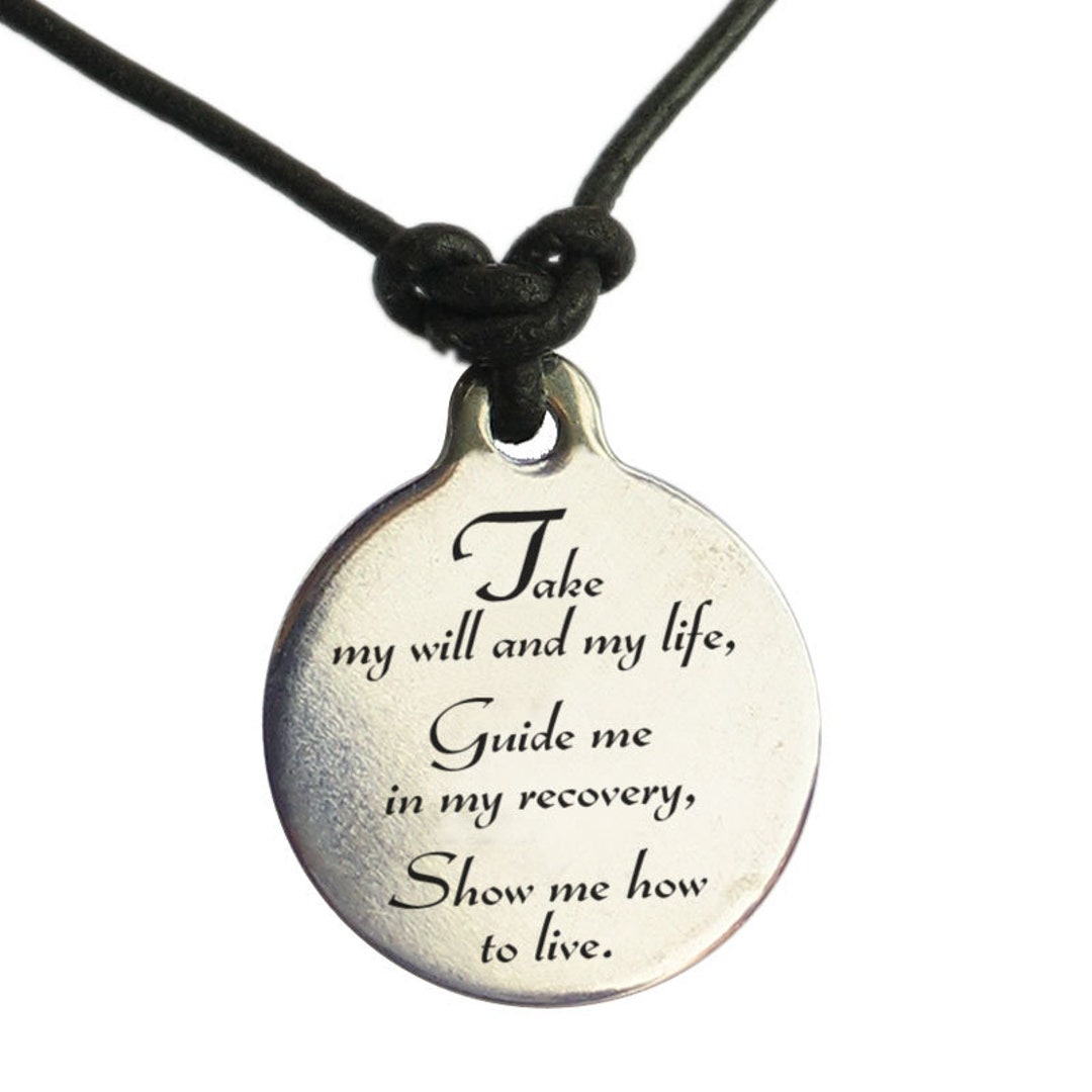 Narcotics Anonymous 3rd Step Prayer Medallion Necklace Men Women, NA ...