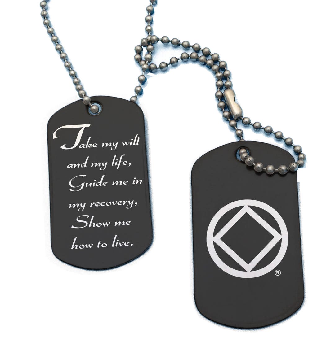 NA Narcotics Anonymous + NA Prayer Military Dog Tags Necklace Jewelry ...